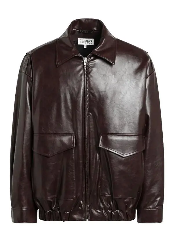 MAISON MARGIELA Faux Leather Bomber Jacket - Red