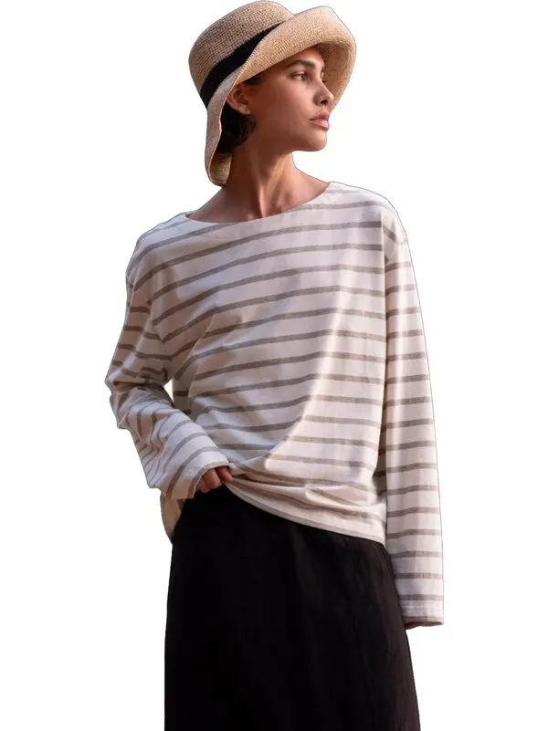 Jenni Kayne Claude Long-sleeve Tee - Taupe,stripe