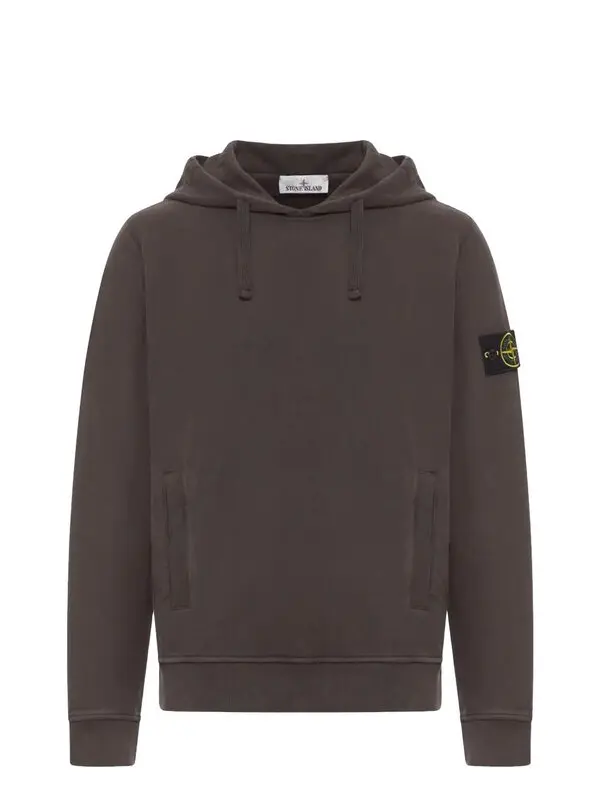 Stone Island Brushed Organic Cotton Fleece Hoodie - Grey