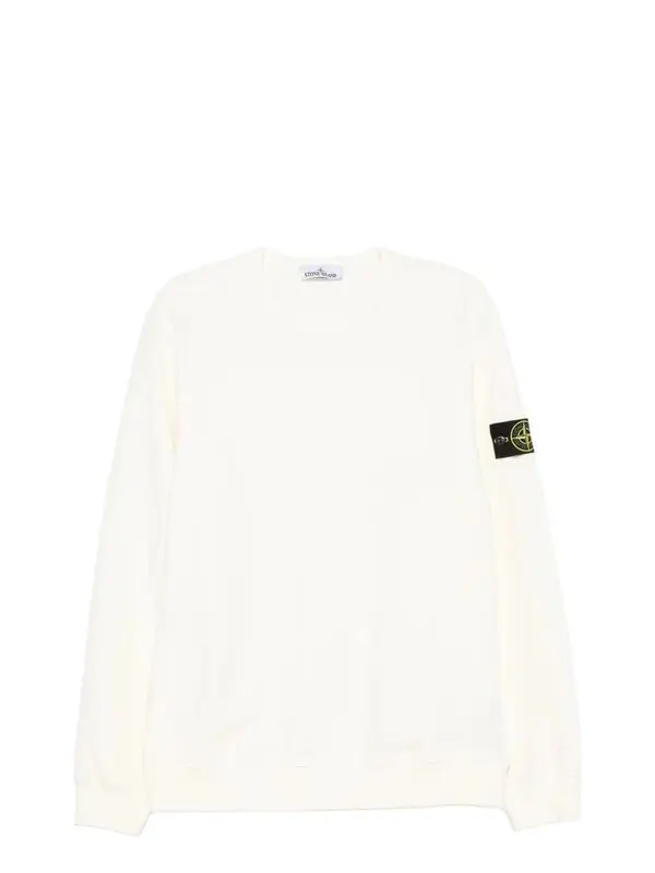 Stone Island Cotton Fleece Crewneck Sweatshirt - White