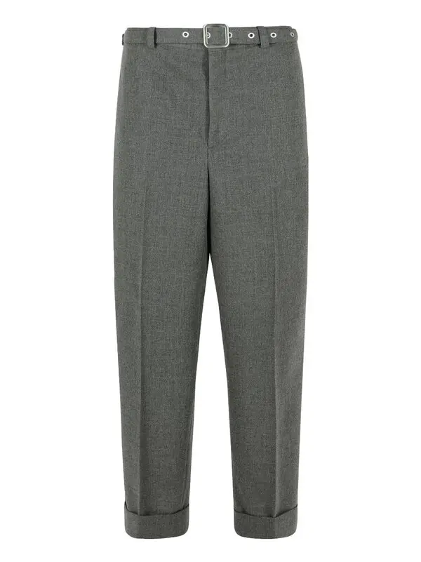 JIL SANDER Wool Wide Leg Trousers - Grey