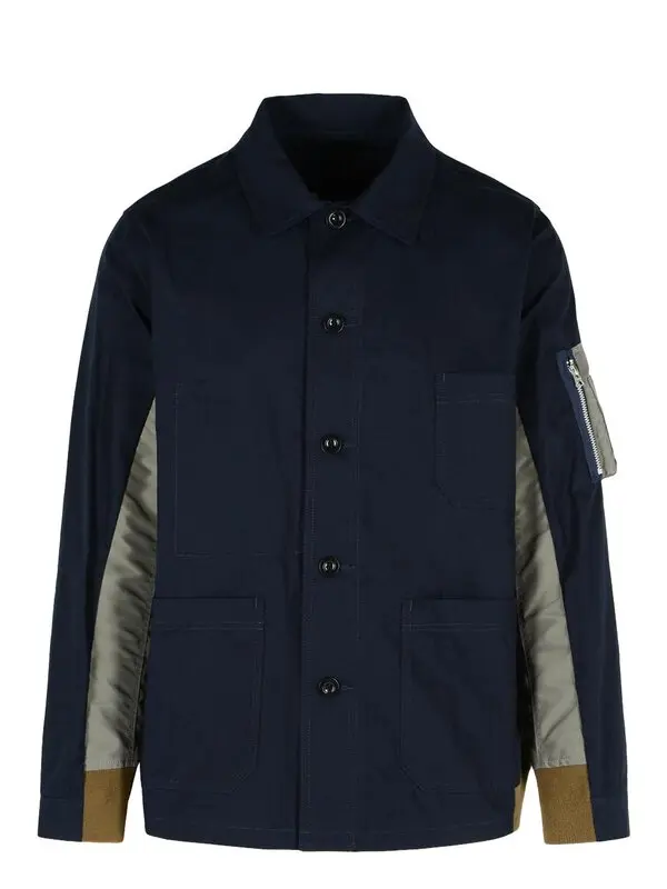 Sacai Oxford Cotton Blend Jacket - Navy