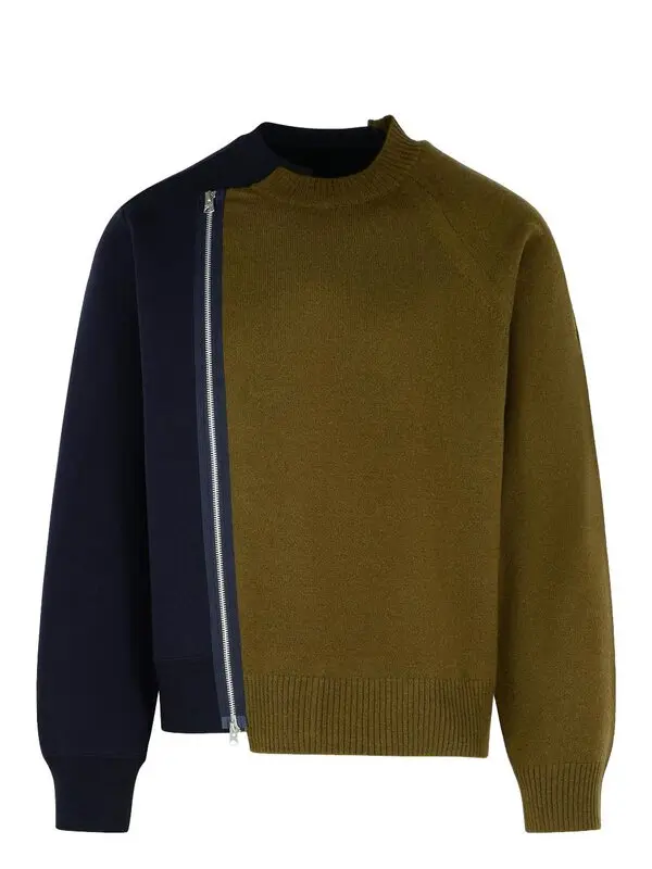 Sacai Wool Knit Sweater - Navy