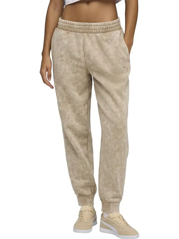 PUMA Elevated Essentials Acid Wash Fleece Sweatpants - Ice Coffee