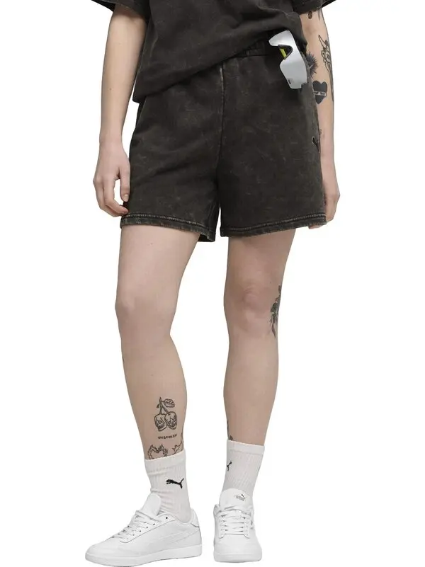 PUMA Elevated Essentials Acid Wash Shorts - Black