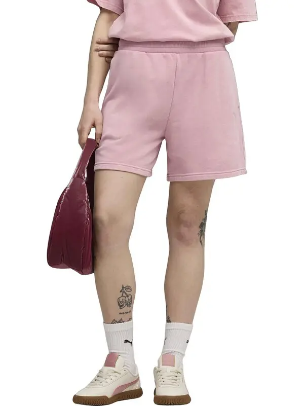 PUMA Elevated Essentials Acid Wash Shorts - Pink