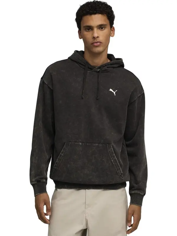 PUMA Elevated Essentials Acid Wash Fleece Hoodie - Black