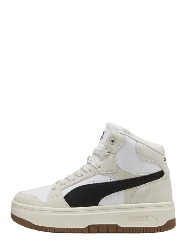 PUMA Rebound Femme Mid Suede Platform Sneakers - White