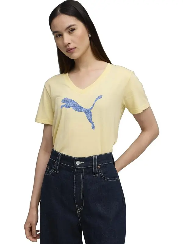 PUMA Graphic V-neck T-shirt - Yellow