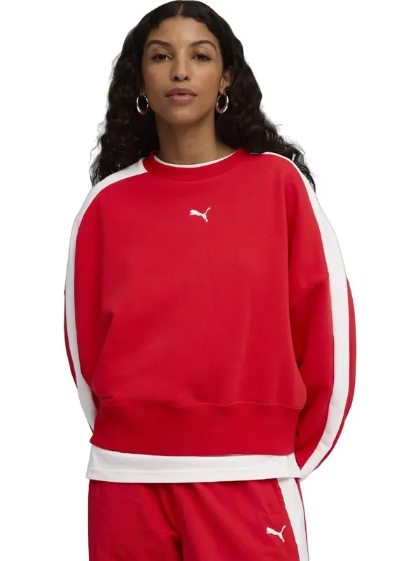 PUMA T7 Oversized Crew Neck Sweatshirt - Red