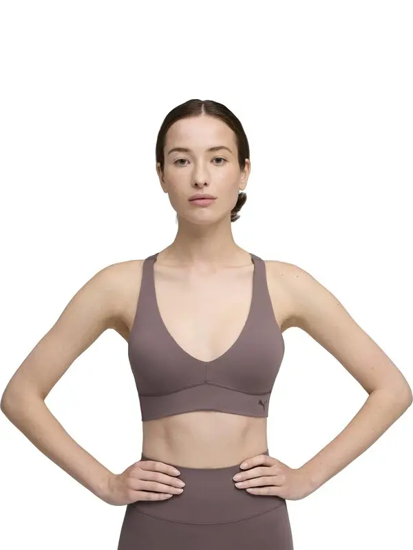 PUMA Shapeluxe Plunge Moisture Wicking, Low Impact Sports Bra - Purple