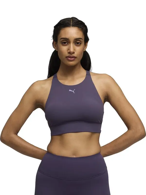 PUMA Shapeluxe High Neck Moisture Wicking, Mid Impact Sports Bra - Purple
