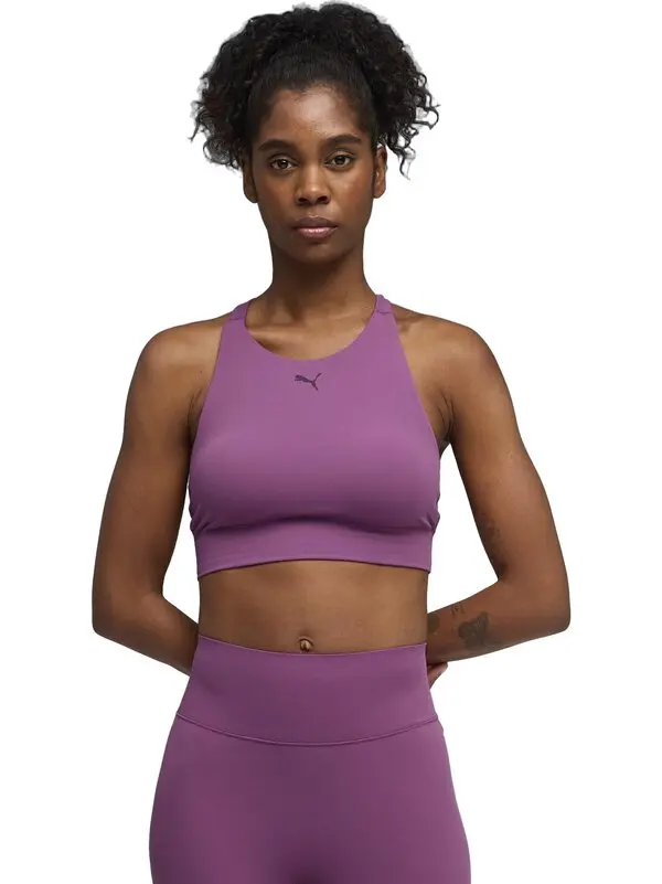 PUMA Shapeluxe High Neck Moisture Wicking, Mid Impact Sports Bra - Purple