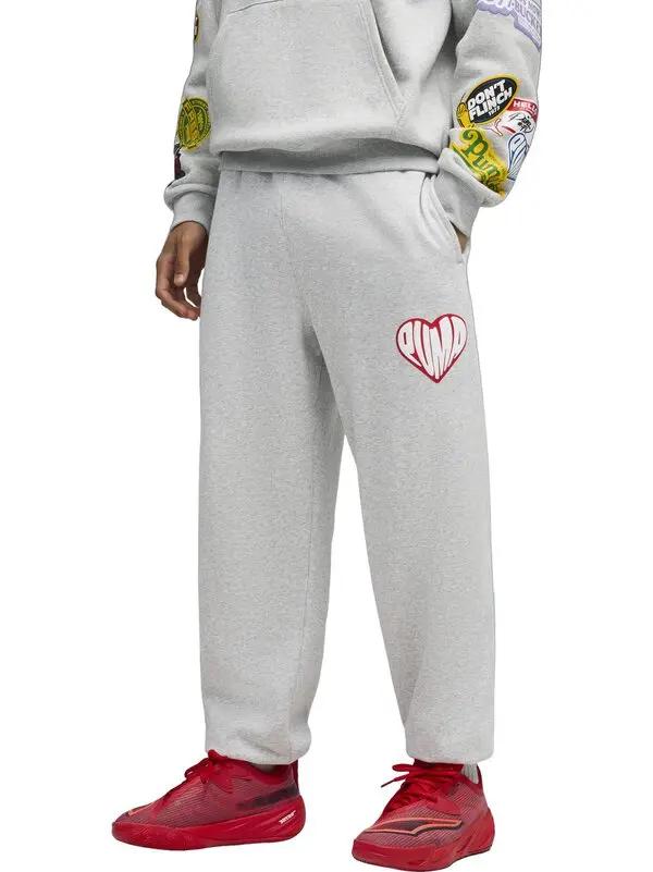 PUMA Sticker Pack Basketball Sweatpants - Gray