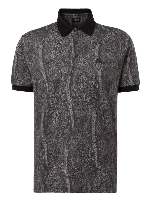 Etro Paisley Cotton Polo Shirt - Black