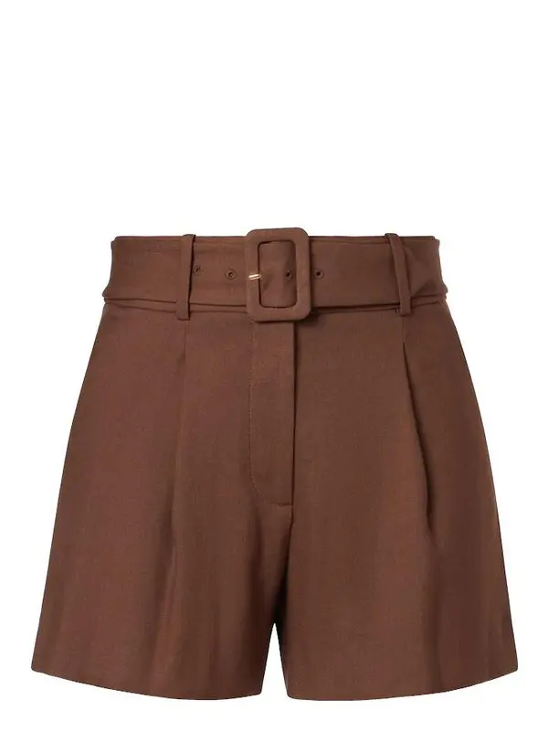 Veronica Beard Piper Belted Linen-blend Shorts - Brown