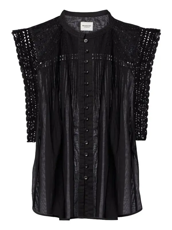 MARANT ETOILE Grecia Lace-trimmed Cotton Blouse - Black