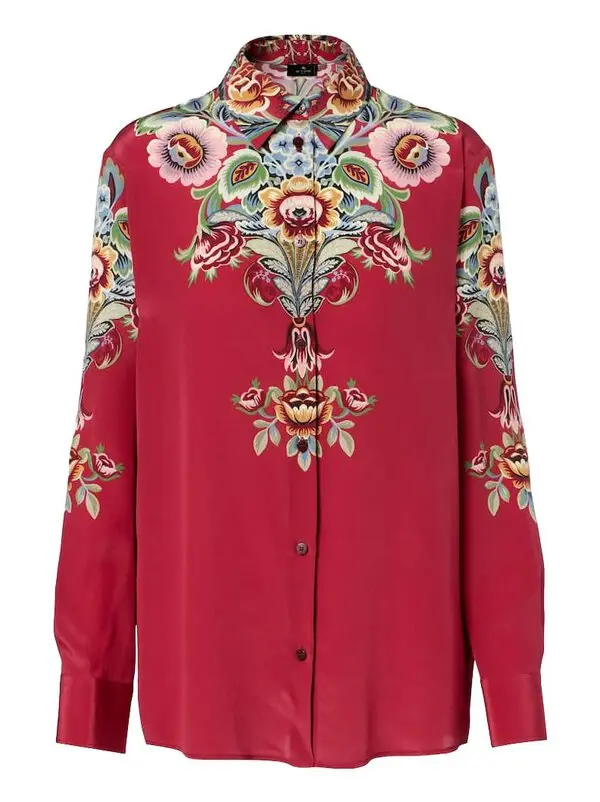 Etro Floral Silk Crêpe Shirt - Red