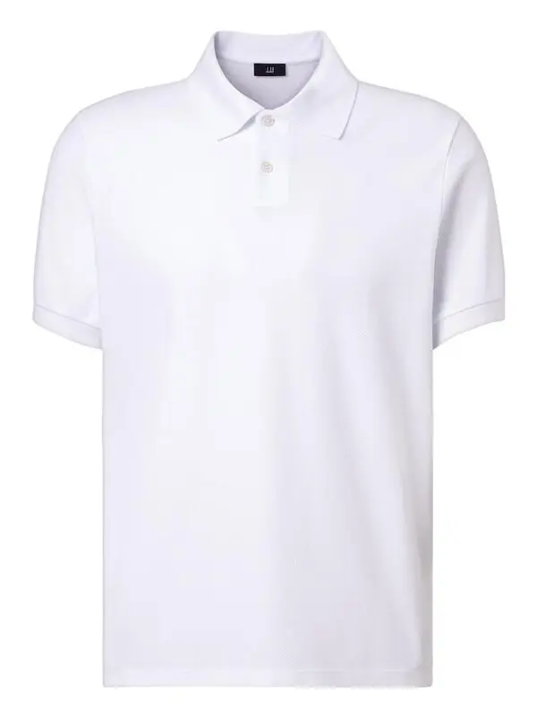 Dunhill Logo Embroidered Cotton Piqué Polo Shirt - White