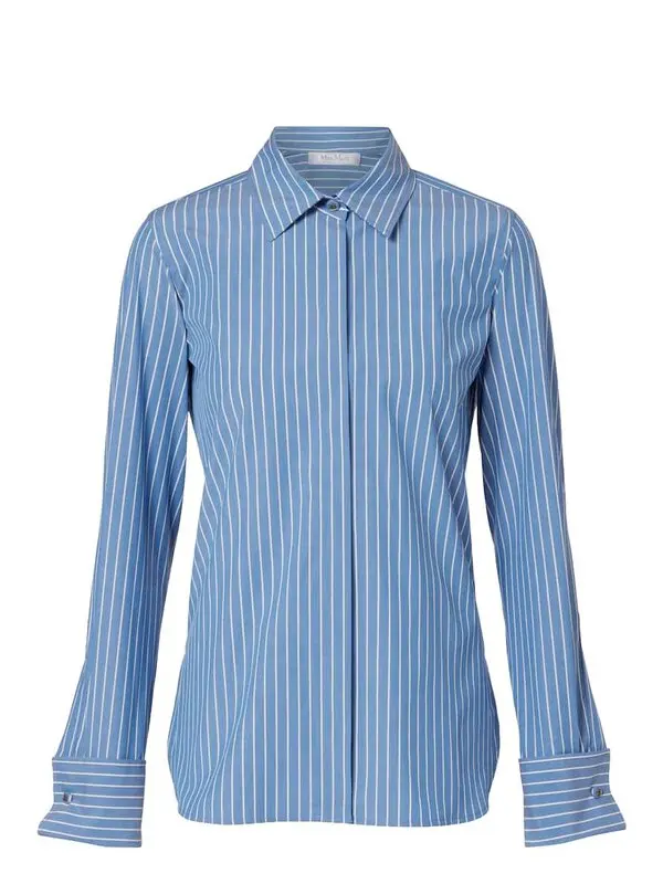 Max Mara Striped Cotton-blend Poplin Shirt - Blue