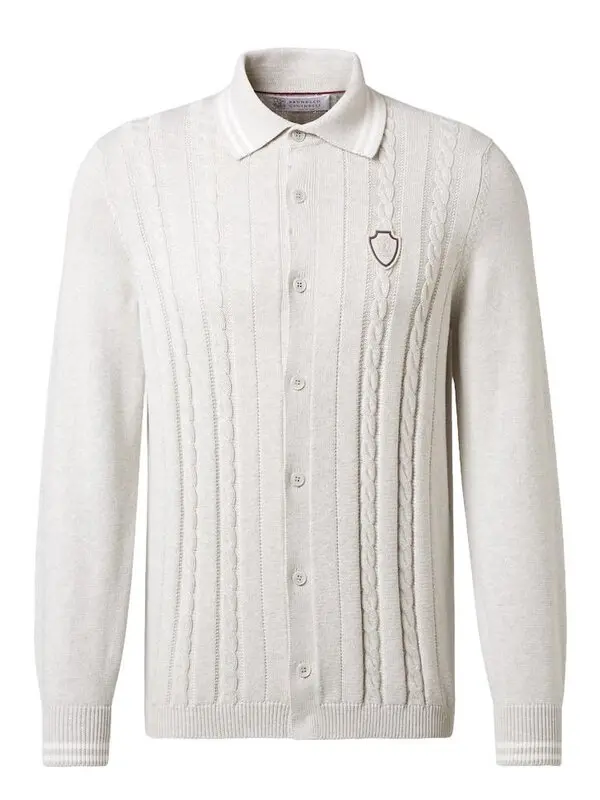 Brunello Cucinelli Cable-knit Cotton Cardigan - Beige