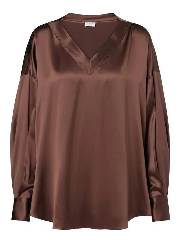 Brown Satin Tops | Editorialist