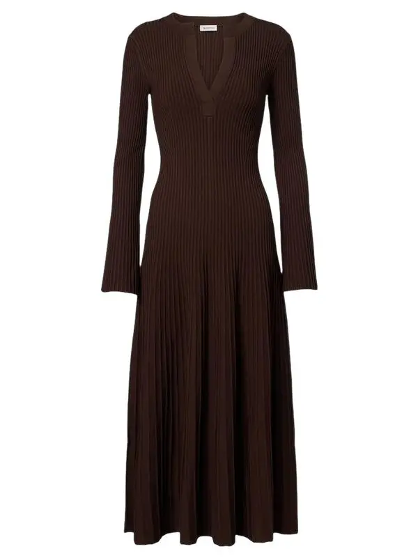 Simkhai Genna Ribbed-knit Midi Dress - Brown
