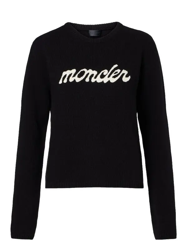 Moncler Logo Wool And Cashmere Sweater - Black