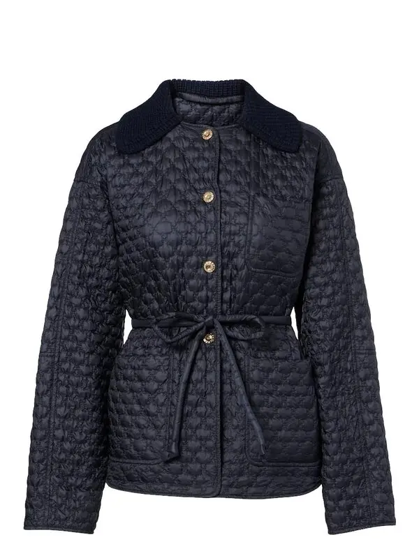 Moncler Raray Belted Quilted Down Jacket - Blue