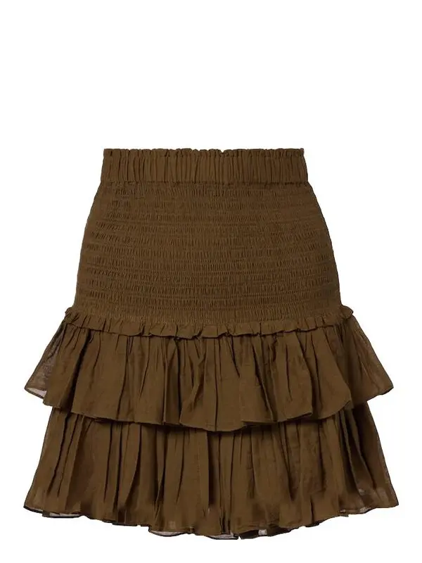 MARANT ETOILE Naomi Smocked Cotton-blend Miniskirt - Brown