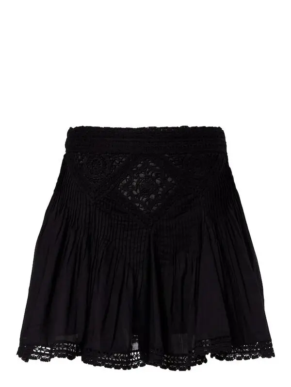 MARANT ETOILE Goldie Lace-trimmed Organic Cotton Miniskirt - Black