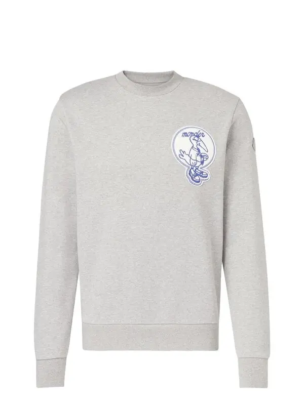 Moncler Patch-appliqué Cotton Fleece Sweatshirt - Grey