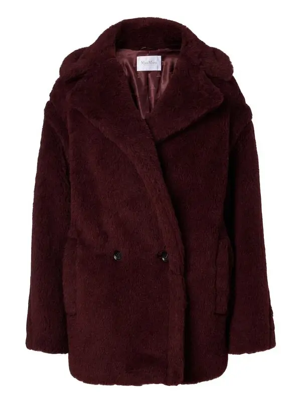 Max Mara Olga Apaca Wool And Silk Pea Coat - Burgundy