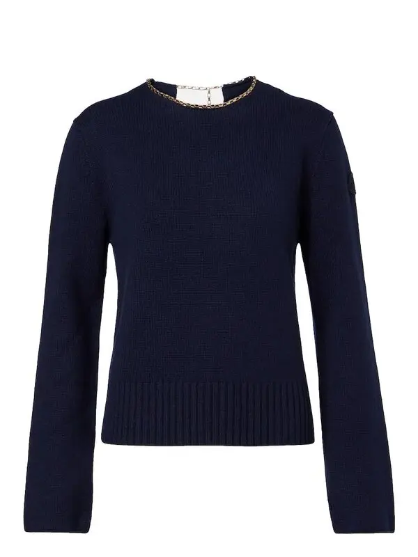 Moncler Ribbed-knit Wool And Cashmere Sweater - Blue