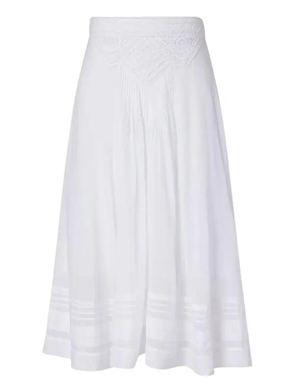 MARANT ETOILE Garliana Lace-trimmed Cotton Midi Skirt - White