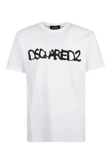 Dsquared2 Cool Fit Scribble Spray Logo T-shirt - White