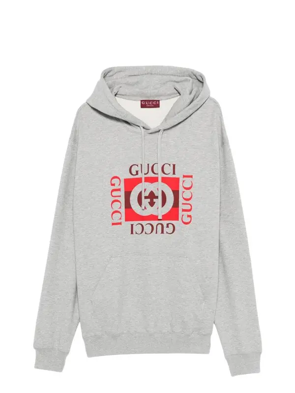 Gucci Logo Cotton Hoodie - Grey