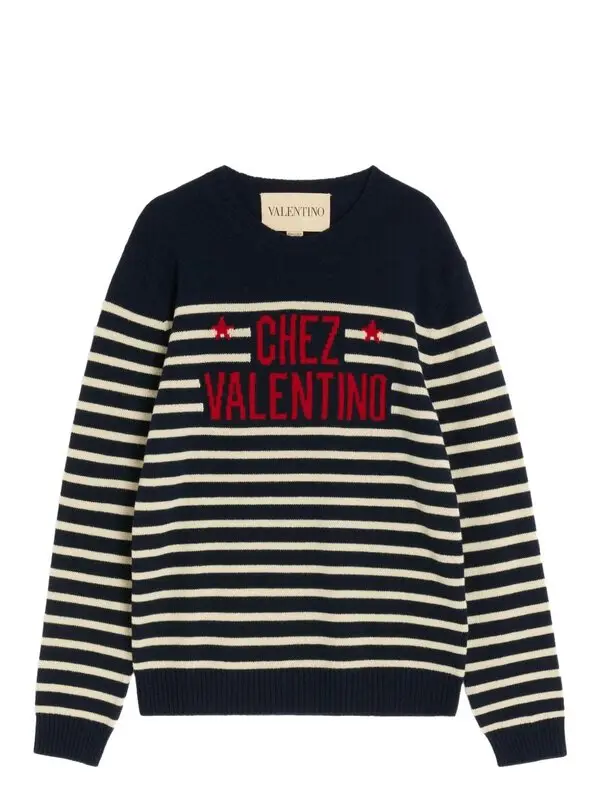 Valentino Garavani Chez Wool Striped Sweater - Blue