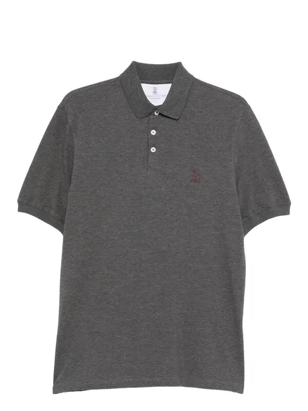 Brunello Cucinelli Logo Cotton Polo Shirt - Grey