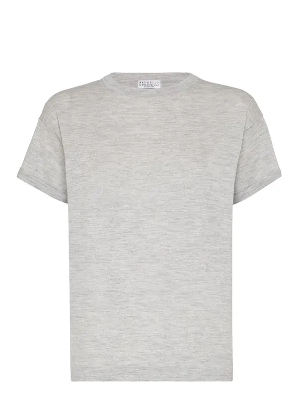Brunello Cucinelli Cashmere And Silk T-shirt - Light Grey