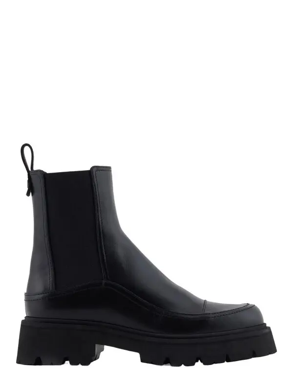 Emporio Armani Leather Chelsea Boots - Black