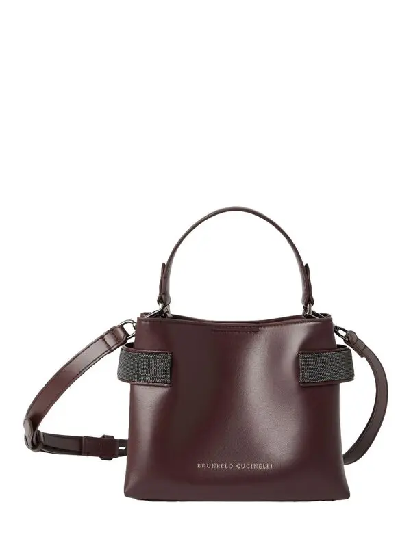 Brunello Cucinelli Small Leather Handbag - Bordeaux