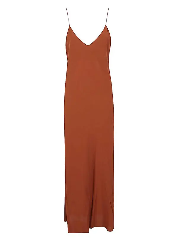 Alberto Biani Georgette Long Slip Dress - Brown