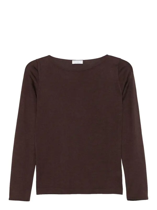 Brunello Cucinelli Cashmere Boat Neck Sweater - Brown
