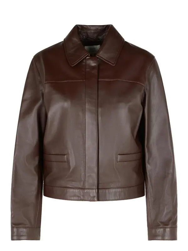 LOU LOU STUDIO Ascot Leather Jacket - Brown