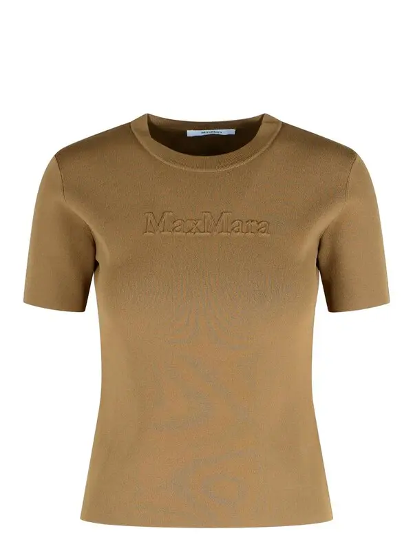 Max Mara Adelio Viscose Blend T-shirt - Brown