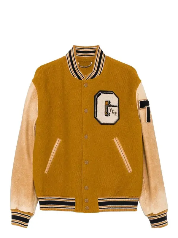 Golden Goose Wool And Leather Bomber Jacket - Marrone Chiaro