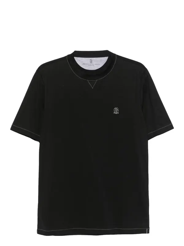 Brunello Cucinelli Logo Cotton T-shirt - Black