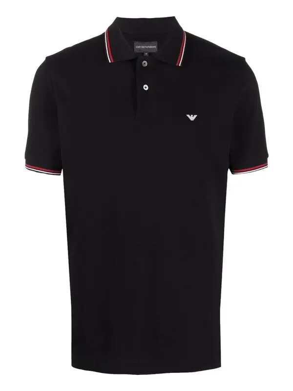 Emporio Armani Cotton Polo Shirt - Black