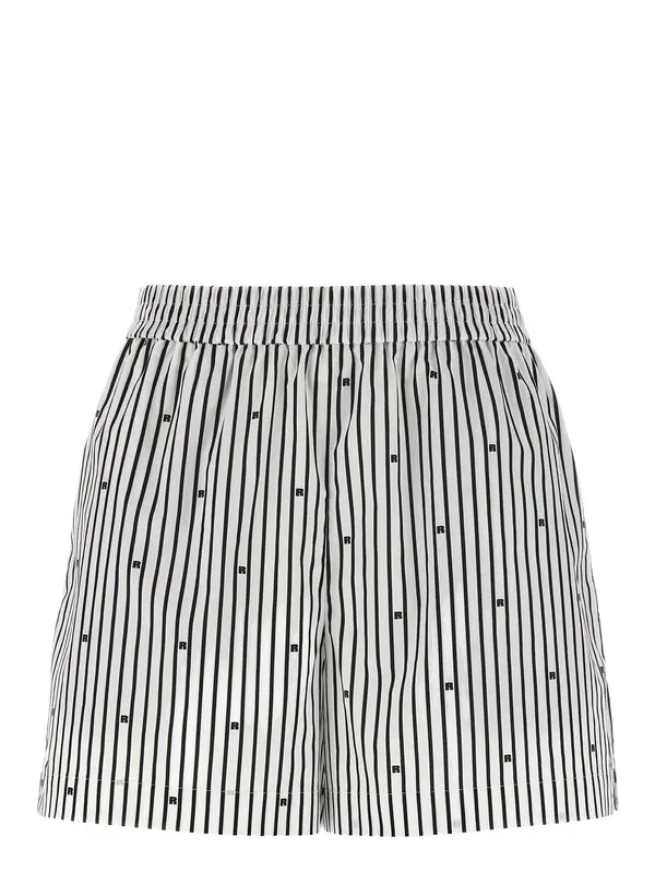 Remain Birger Christensen Striped Logo Shorts - White/black